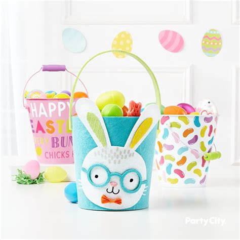 Felt Easter Bunny Favor Bucket Happy Birthday Balloons Party