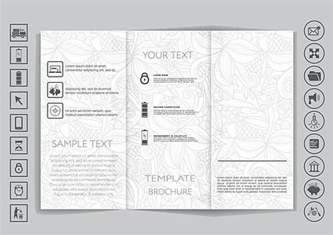 Tri Fold Brochure Mock Up Vector Design Presentation Flyer Curl Vector Presentation Flyer