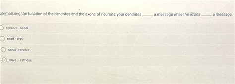 Solved Ummarizing The Function Of The Dendrites And