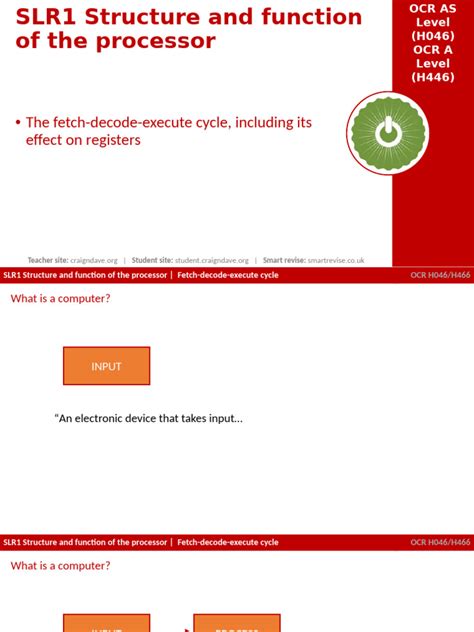 Ocr A Level H406 H466 Fetch Decode Execute Cycle Pdf Central