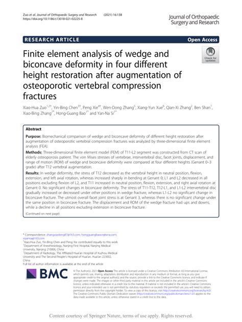 Pdf Finite Element Analysis Of Wedge And Biconcave Deformity In Four Different Height