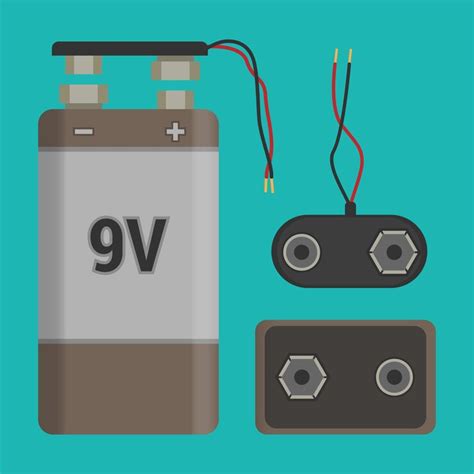 Premium Vector 9 Volt Battery With A Clip Connector