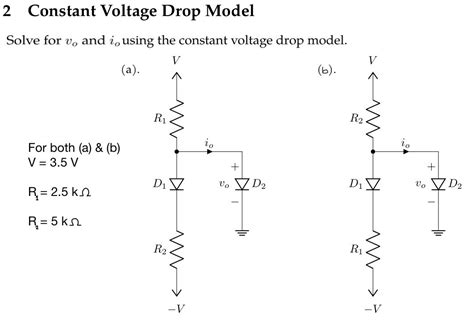 solved 2 constant voltage drop model solve for v and i