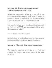 Mastering Linear Approximations and Differentials in Calculus | Course Hero