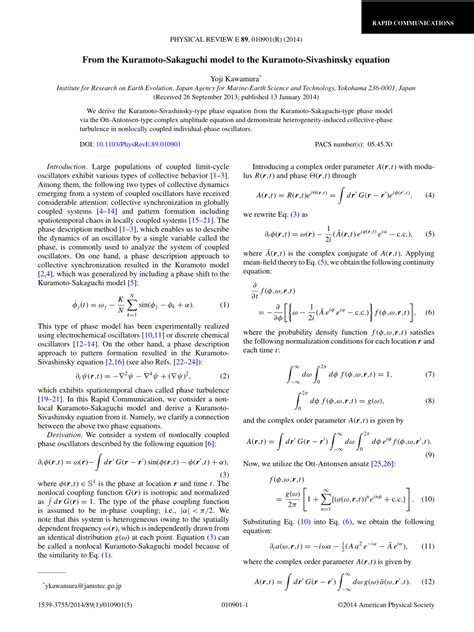 Pdf From The Kuramoto Sakaguchi Model To The Kuramoto Sivashinsky