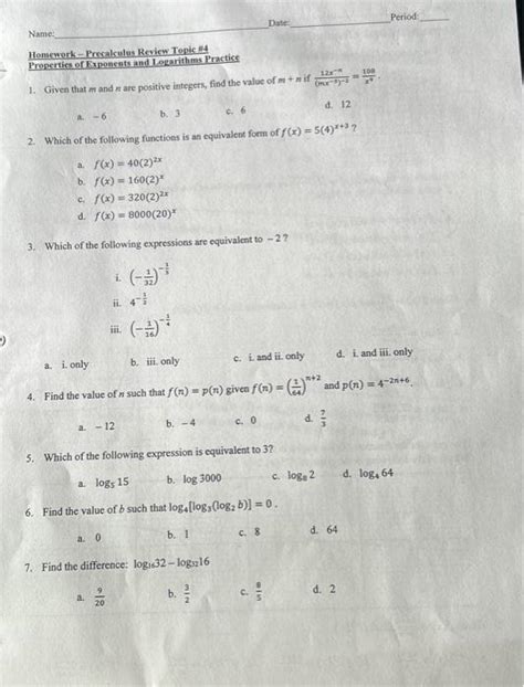 Solved Xponents And Logarithms The Function F Is Given By