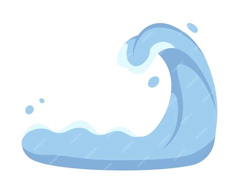 쓰나미 거대한 파도 세미 플랫 컬러 벡터 개체 자연 재해 흰색 배경에 편집 가능한 만화 클립 아트 아이콘 웹 그래픽 디자인을 위한 간단한 지점 그림 프리미엄 벡터