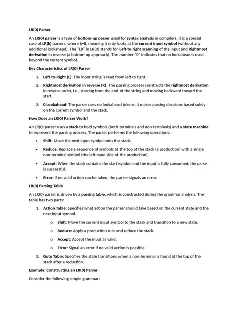lr pdf parsing grammar