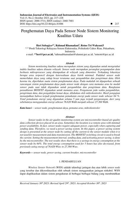 PDF Penghematan Daya Pada Sensor Node Sistem Monitoring Kualitas Udara