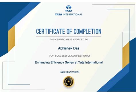 abhisek das on linkedin successfully completed enhancing efficiency series at tata international…