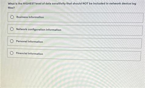 Solved What Is The Highest Level Of Data Sensitivity That
