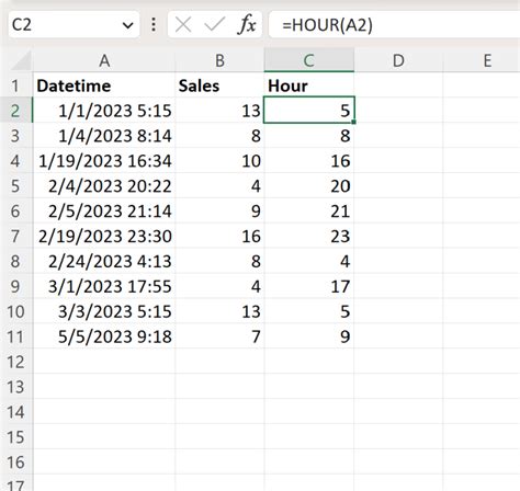 Excel How To Extract Hour From Datetime