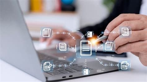 Premium Photo Businessman Working With Electronics Document Icons