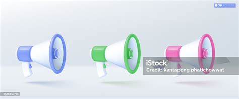 3d 확성기 스피커 여러 가지 빛깔의 아이콘 기호 세트입니다 확성기 Bullhorn은 할인 프로모션을 발표하고 할인된 가격