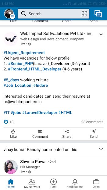 recent job details for qa web developer android java python and php web
