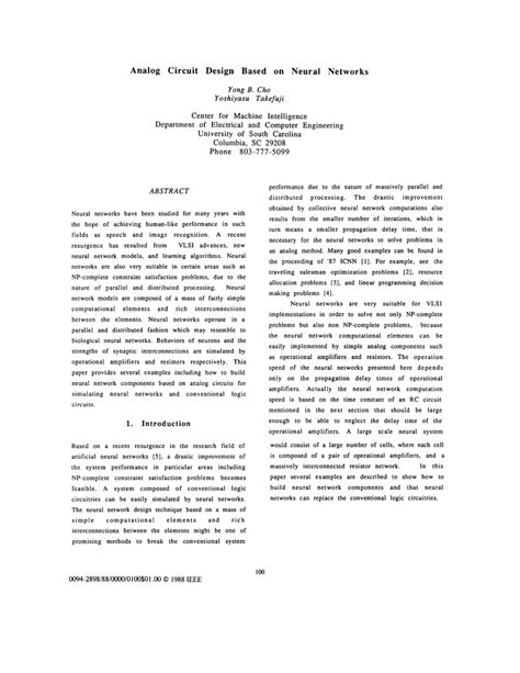 Pdf Analog Circuit Design Based On Neural Networks