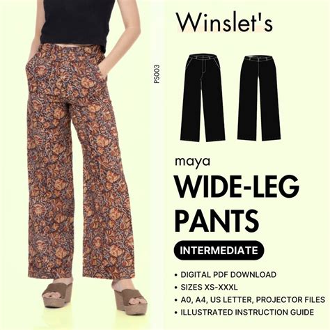 Wide Leg Pants Pattern Etsy