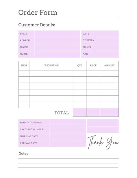 Invoice Template Business Invoice Order Form Instant Download Order Form Simple Order Sheet