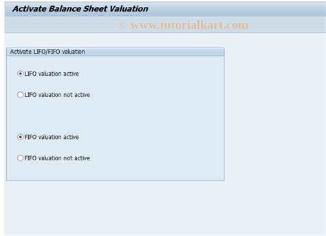OMWE SAP Tcode C LIFO FIFO Valuation Active Transaction Code
