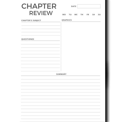 3 Chapter Review Templates Study Guide Study Planner Template Study Notes PDF Etsy