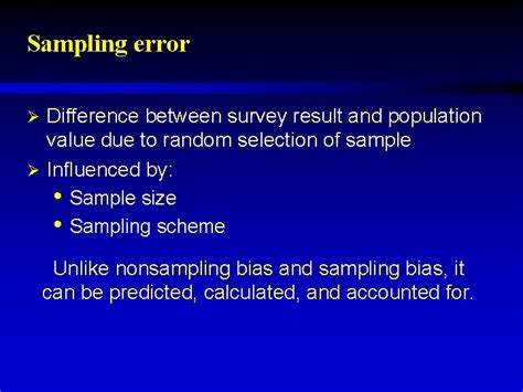 Sampling Error And Bias Sampling Definitions Sampling Universe