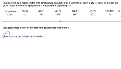 Solved The Following Data Represent The High Temperature Chegg