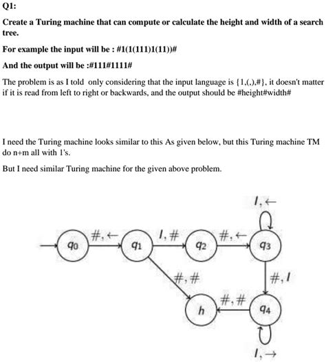 solved q1 create a turing machine that can compute or calculate the
