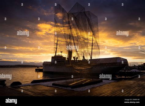 Museum Ship Css Acadia At Sunrise Alongside At The Maritime Museum Of
