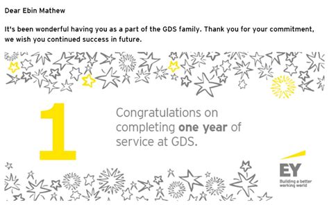 ebin mathew on linkedin celebrating my 1st work anniversary with ey
