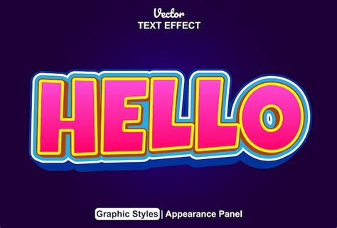 Premium Vector Hello Text Effect With Pink Graphic Style And Editable