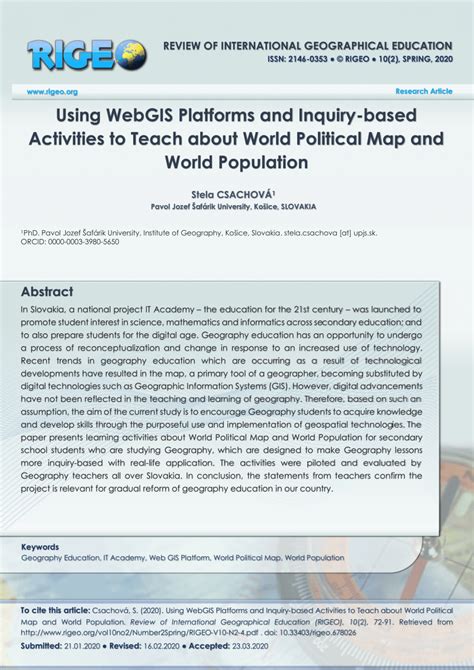 Pdf Using Webgis Platforms And Inquiry Based Activities To Teach