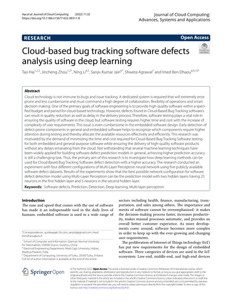 pdf cloud based bug tracking software defectsanalysis using deep learning