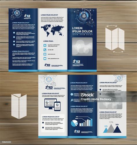 트라이 배 브로셔 모형 트라이 배 브로셔 배경 3 차원 일러스트 레이 션의 현실적인 렌더링 추상적인 사업 트라이 배 전단지