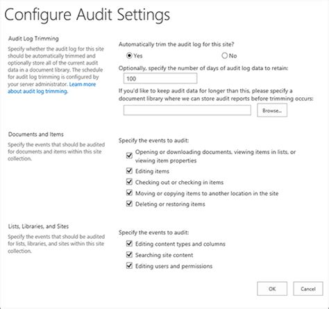 Configure Audit Data For A Site Collection Microsoft Support