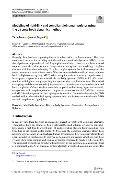 Modeling Of Rigid Link And Compliant Joint Manipulator Using The