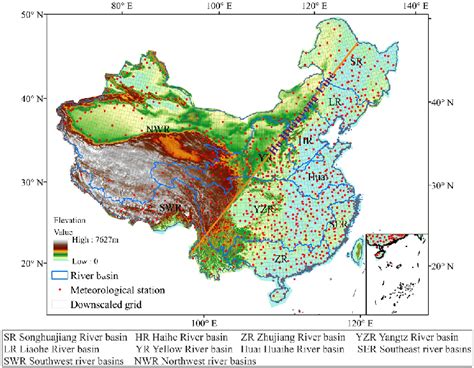 The Spatial Distribution Of Meteorological Stations And The Downscaled