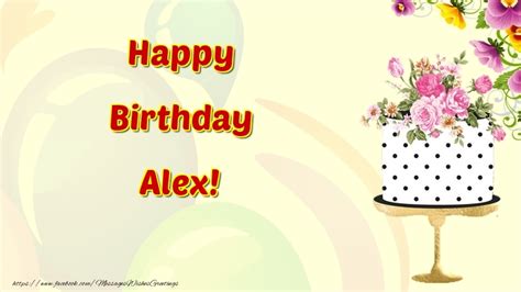 Happy Birthday Alex Cake And Candels Greetings Cards For Birthday