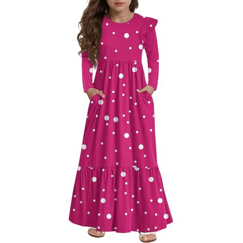 Abcomgle Girls Long Dresses Size 14 16 Casual A Line Ruffle Long Sleeve