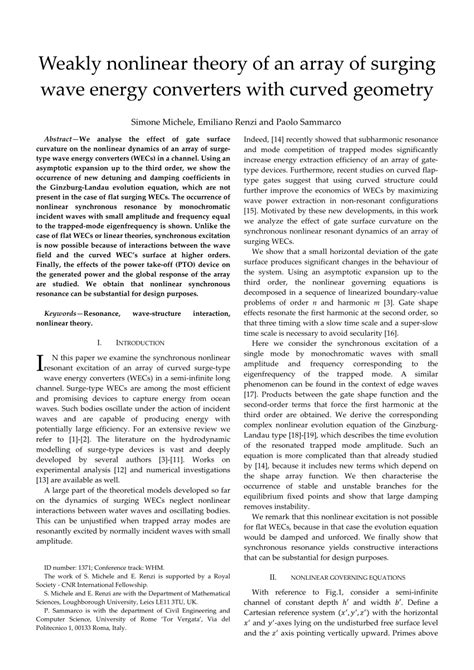 Pdf Weakly Nonlinear Theory Of An Array Of Surging Wave Energy