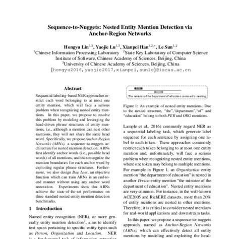 Sequence To Nuggets Nested Entity Mention Detection Via Anchor Region Networks Acl Anthology