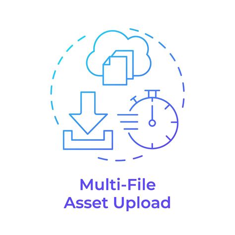 Multi File Asset Upload Blue Gradient Concept Icon Data Management Cloud Technology Round