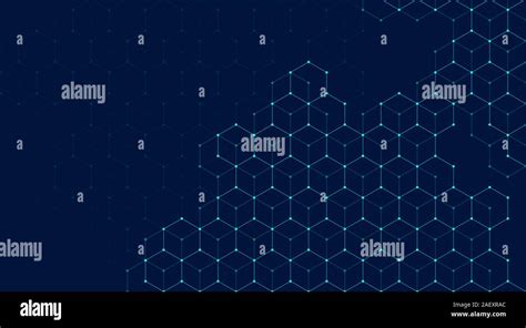 Abstract Lines And Dots Connect Background With Hexagons Hexagons