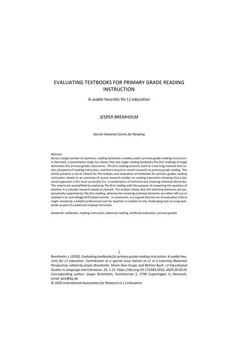 Pdf Evaluating Textbooks For Primary Grade Reading Instruction A