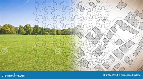Planning A New City Concept Image In Jigsaw Puzzle Shape With An