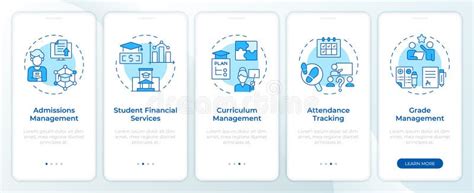 School Services Blue Onboarding Mobile App Screen Stock Illustration Illustration Of Icons