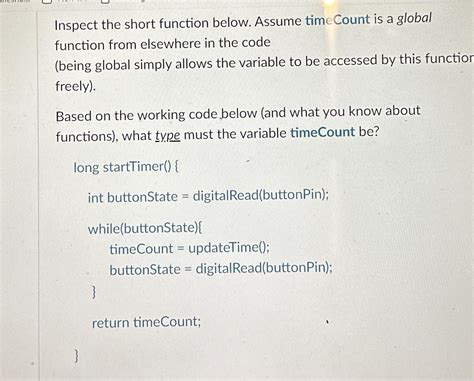 solved inspect the short function below assume time count