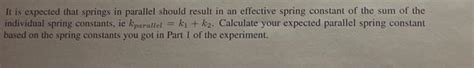 Solved It Is Expected That Springs In Parallel Should Result Chegg Com