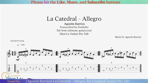 Agustín Barrios La Catedral Allegro For Classical Guitar Pro Tab
