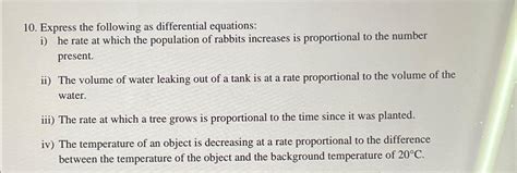 Solved Express The Following As Differential Equations I Chegg Com