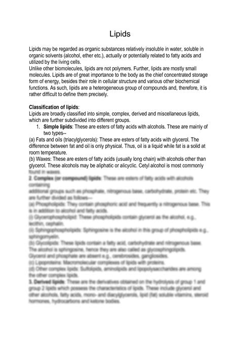 SOLUTION Lipids Classification Of Lipids Studypool